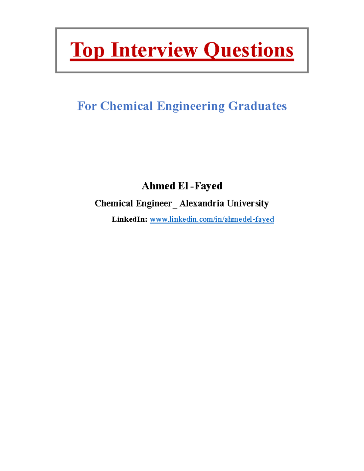 Interview questions for graduates chemical engineers - Top Interview ...