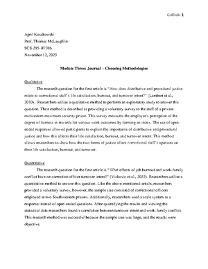 CJ 112- Module Five Journal - April Kosakowski Prof. Sean Leighton CJ ...