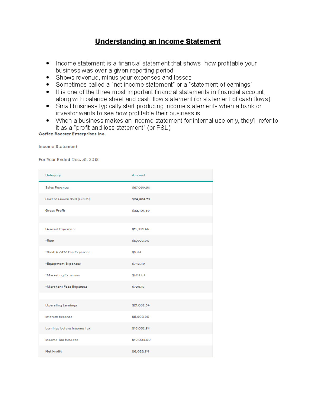 Understanding an Income Statement - Studocu