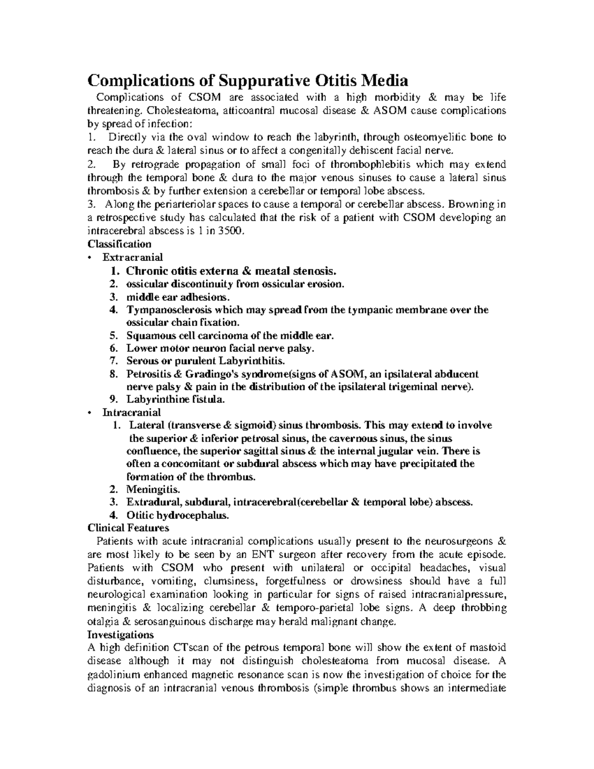 Complications of Suppurative Otitis Media - Complications of ...