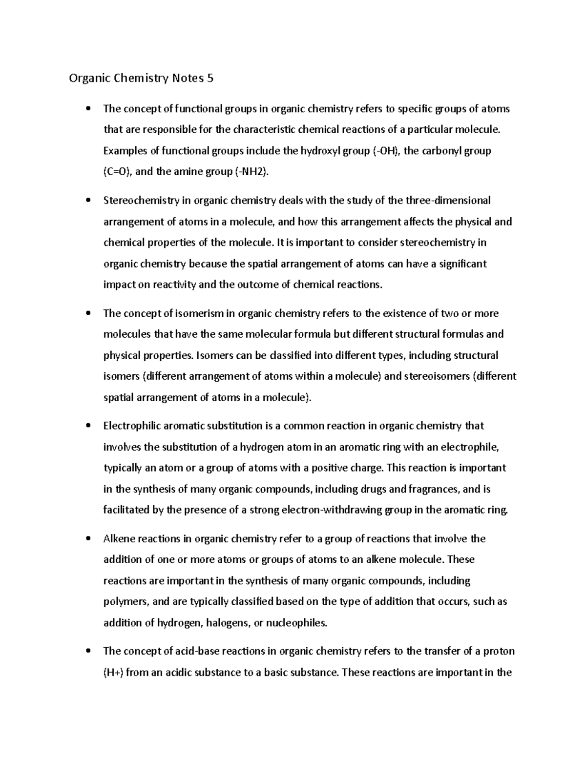 Organic Chemistry Notes 5 - Examples of functional groups include the ...