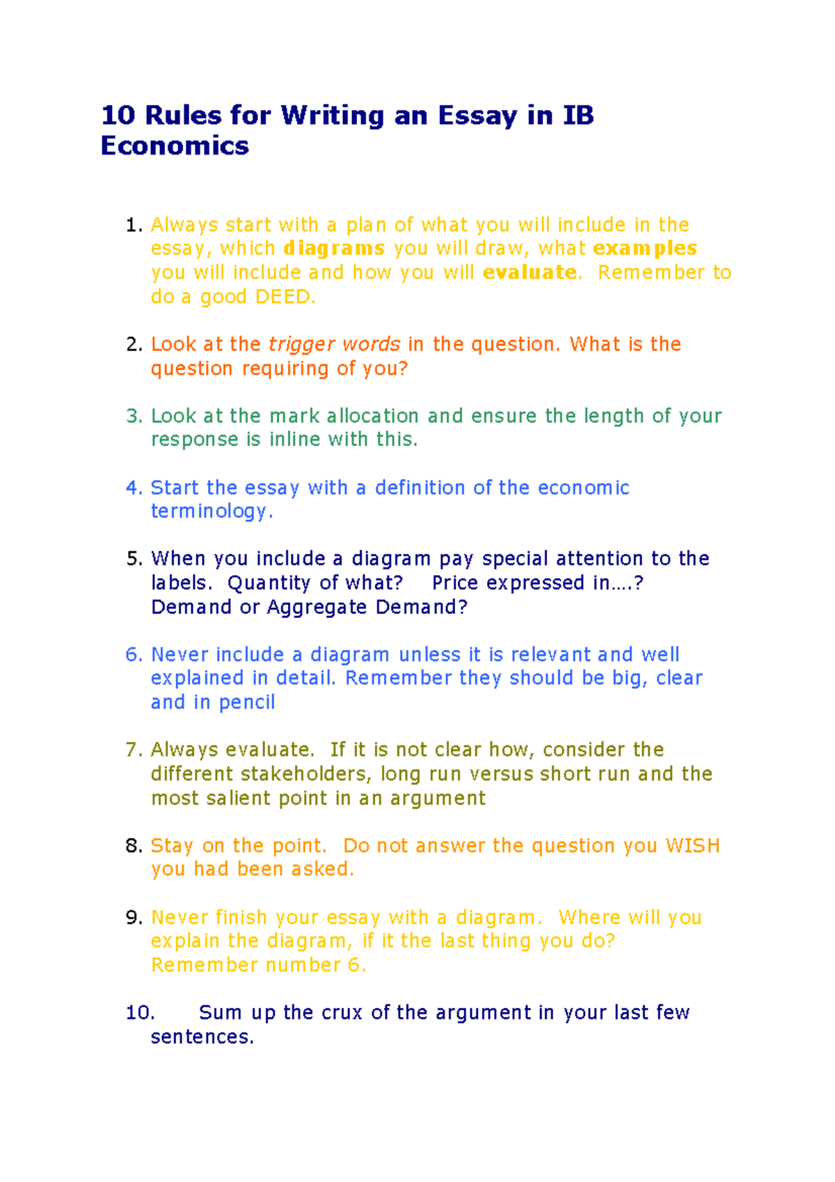 10 Rules for Writing an Essay in Economics at IB - 10 Rules for Writing ...
