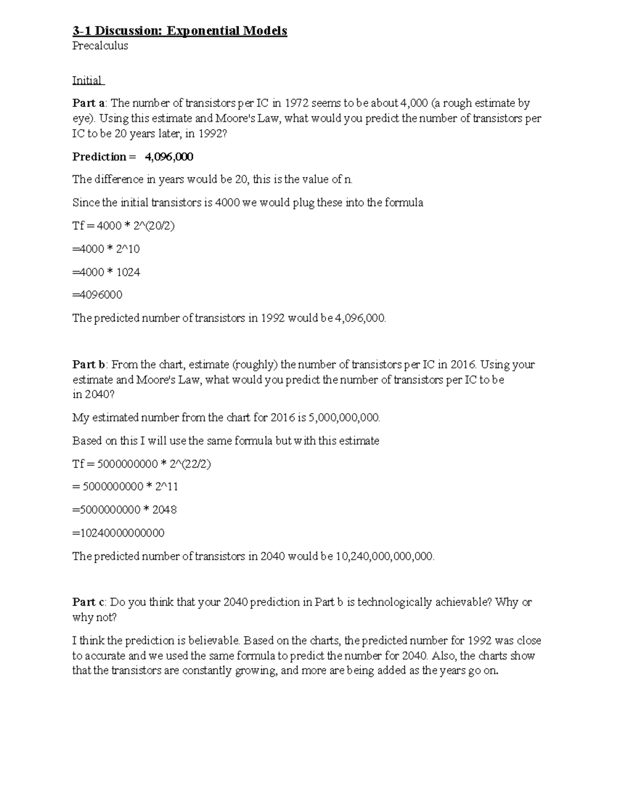 Discussion - Exponential Models - 3-1 Discussion: Exponential Models ...
