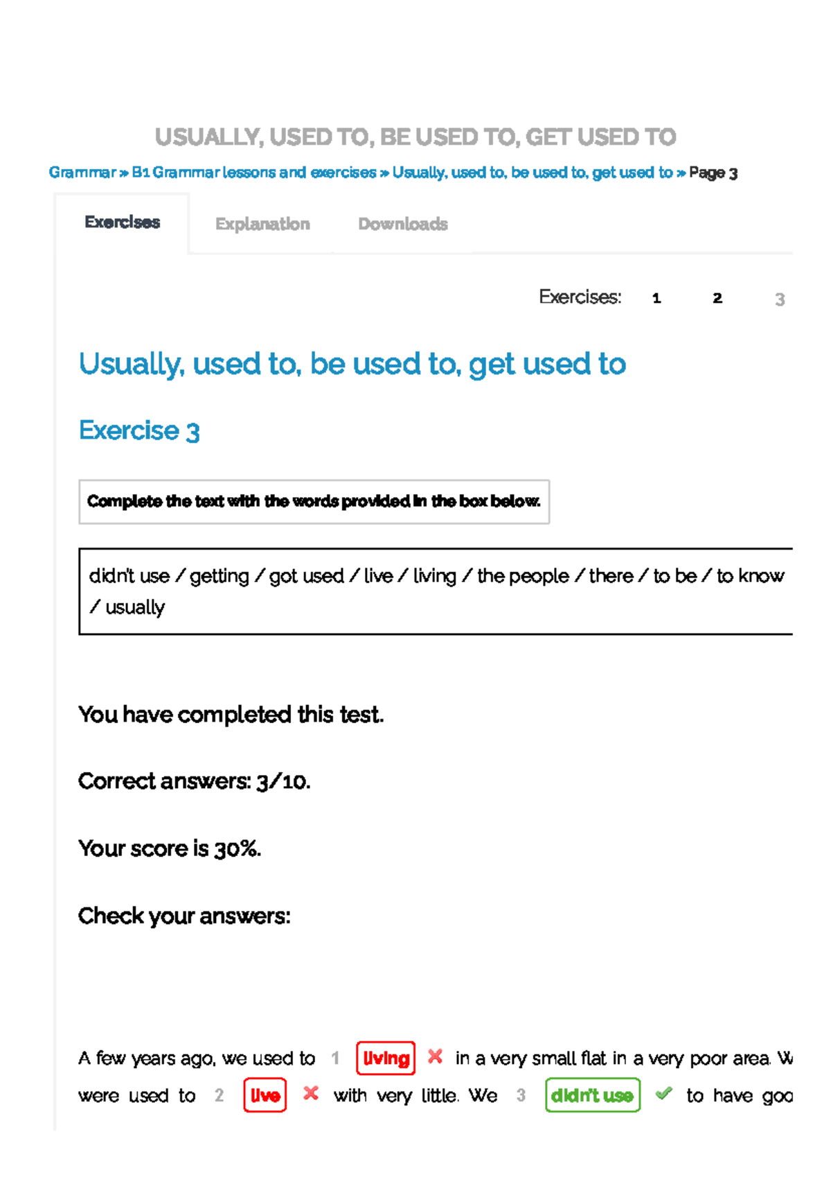 Usually, used to, be used to, get used to - Page 3 of 3 - Test-English ...