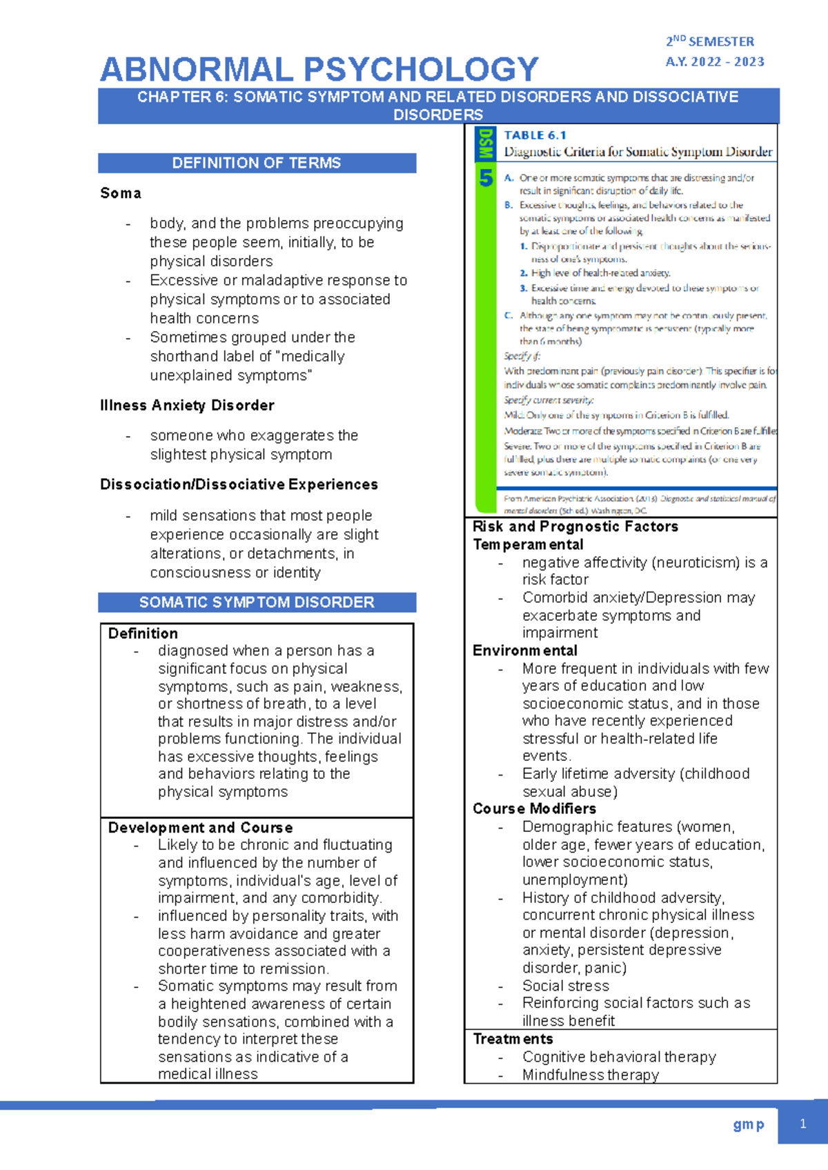 Abpsych trans 6 - Summary Abnormal Psychology: an Integrative Approach ...