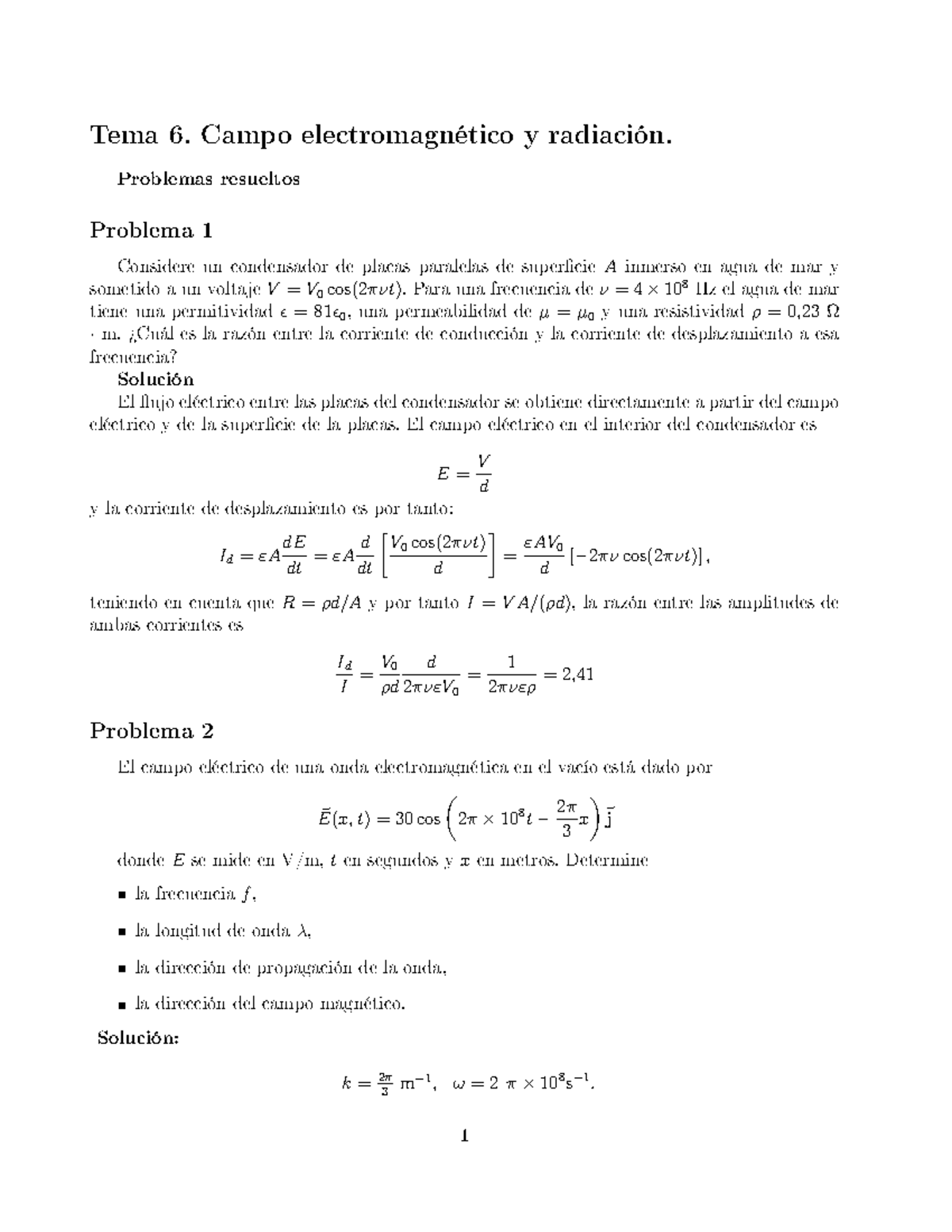 Ejercicios resueltos Fundamentos de Física II Tema 6 - Campo ...