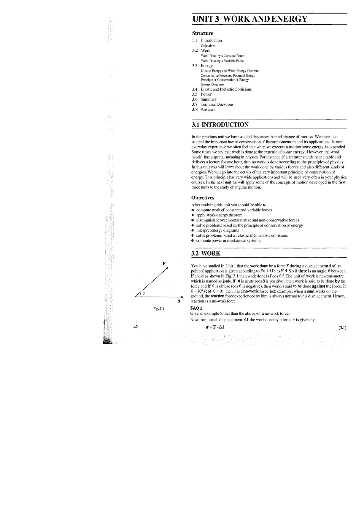 BSC Maths Unit-3 - Study Materials - UNIT 3 WORK AND ENERGY Structure 3 ...