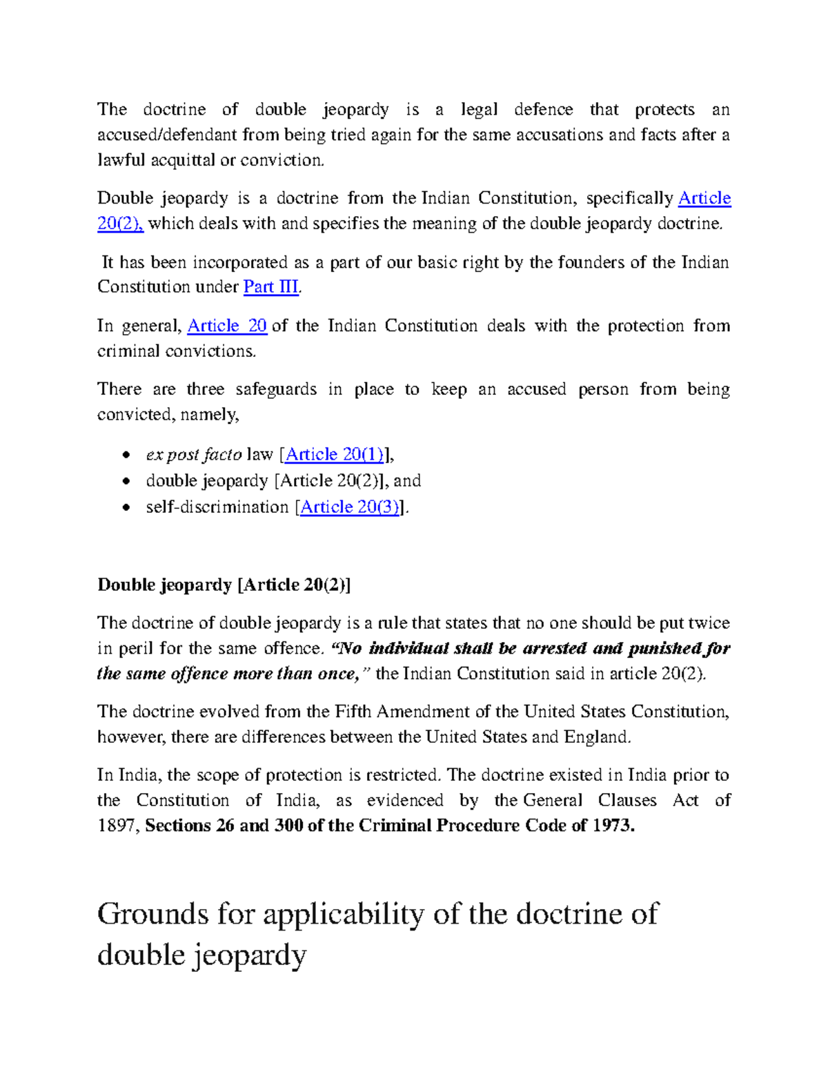 The doctrine of double jeopardy is a legal defence that protects an ...