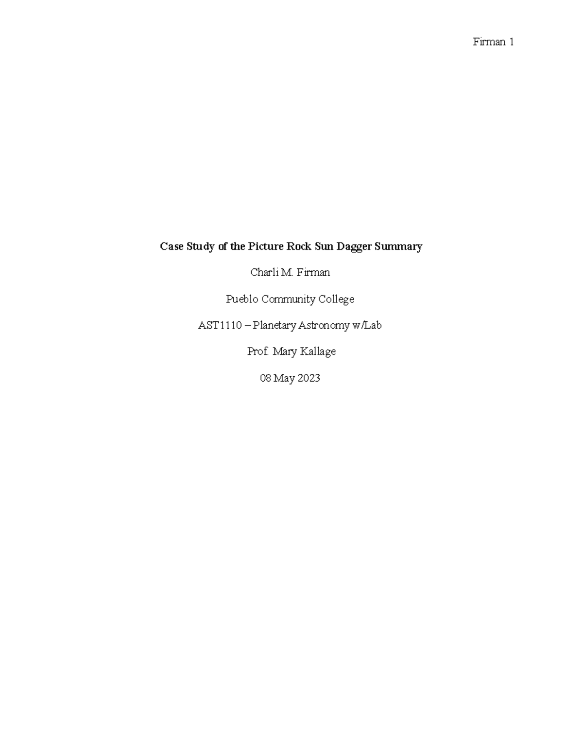 AST1110 - Case Paper - Case Study of the Picture Rock Sun Dagger ...