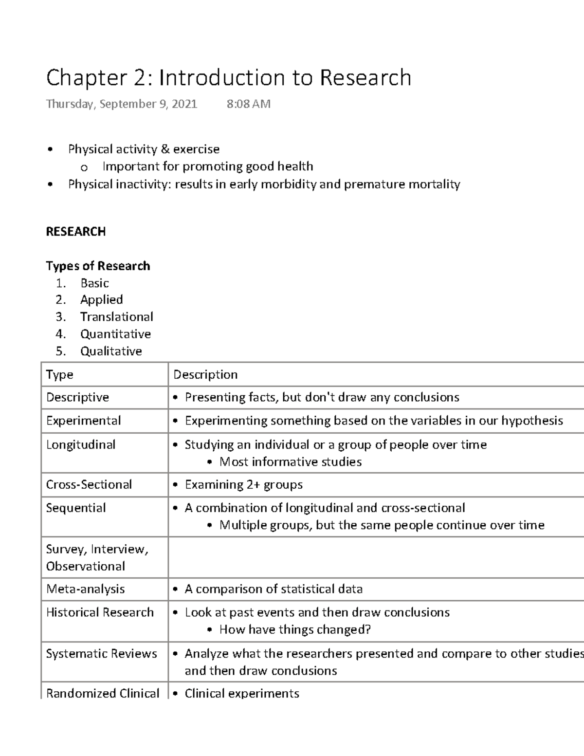 Chapter 2 Introduction to Research - Physical activity & exercise ...