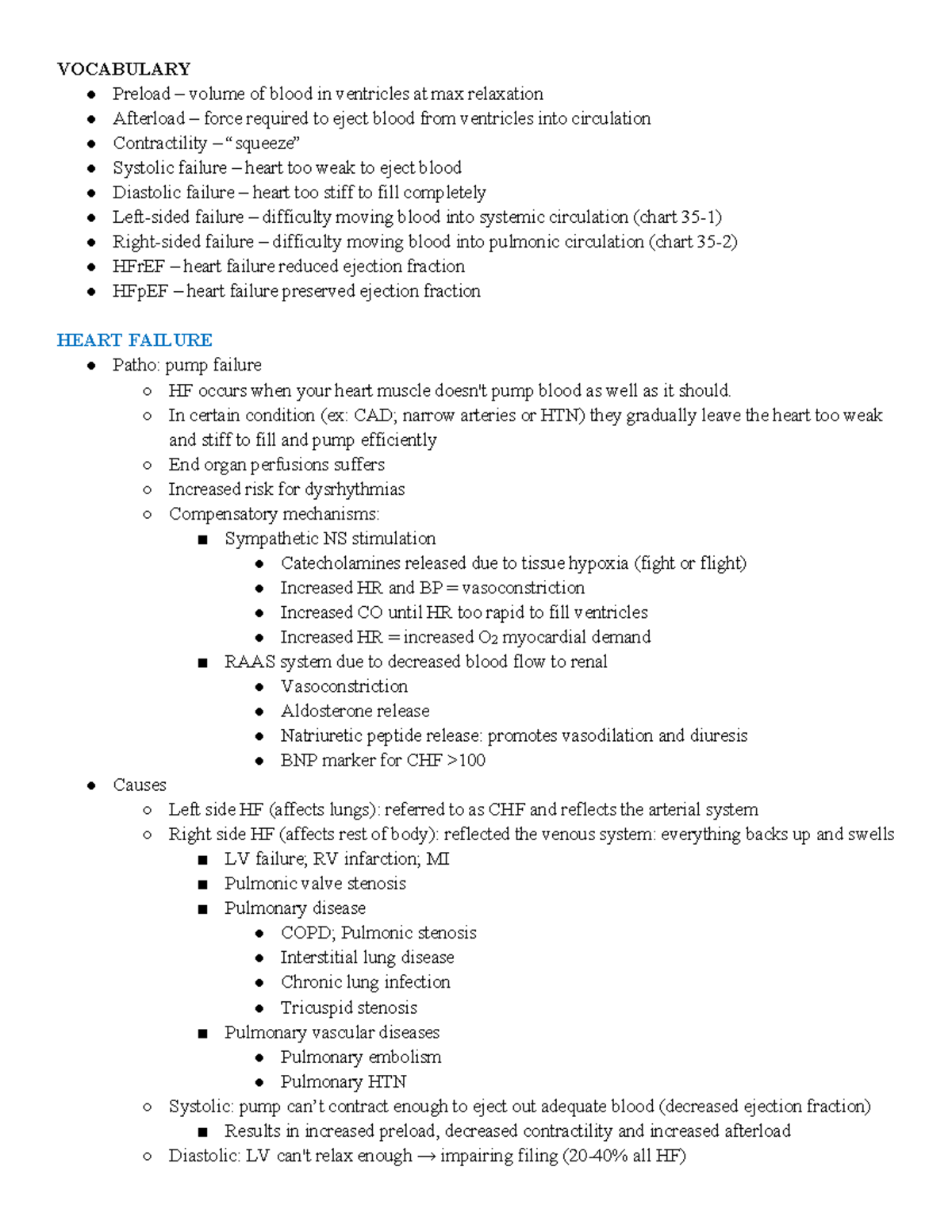 Cardiac Structure - VOCABULARY Preload – volume of blood in ventricles ...