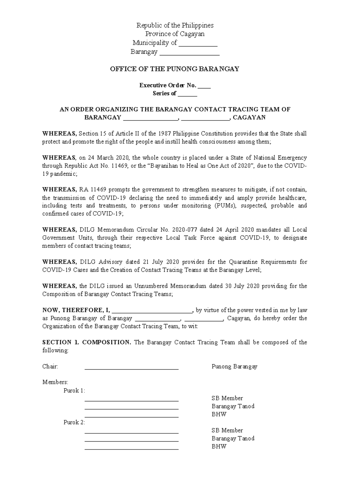 EO Barangay-CTT - Republic of the Philippines Province of Cagayan ...