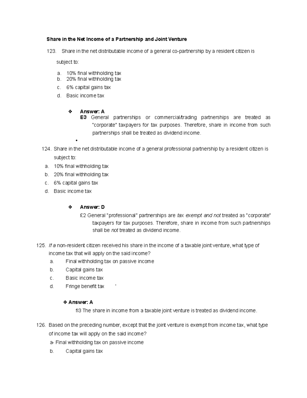 Share in the Net Income of a Partnership and Joint Venture - 10% final ...