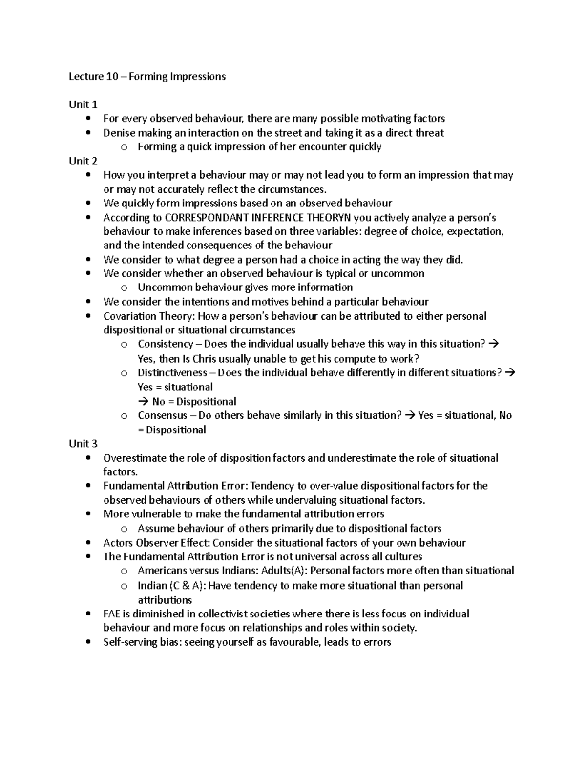 Lecture 10 - Forming Impressions - Lecture 10 – Forming Impressions ...