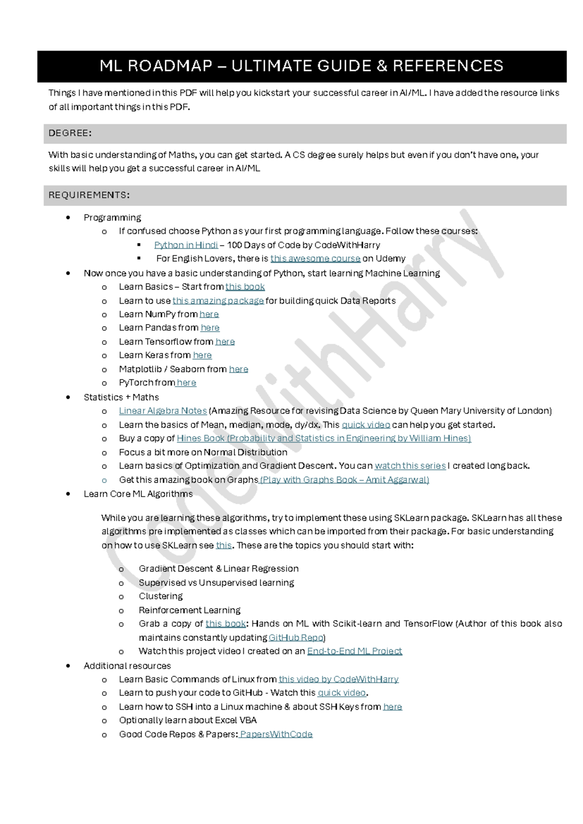 ML Roadmap - Summary Machine Learning - ML ROADMAP – ULTIMATE GUIDE ...