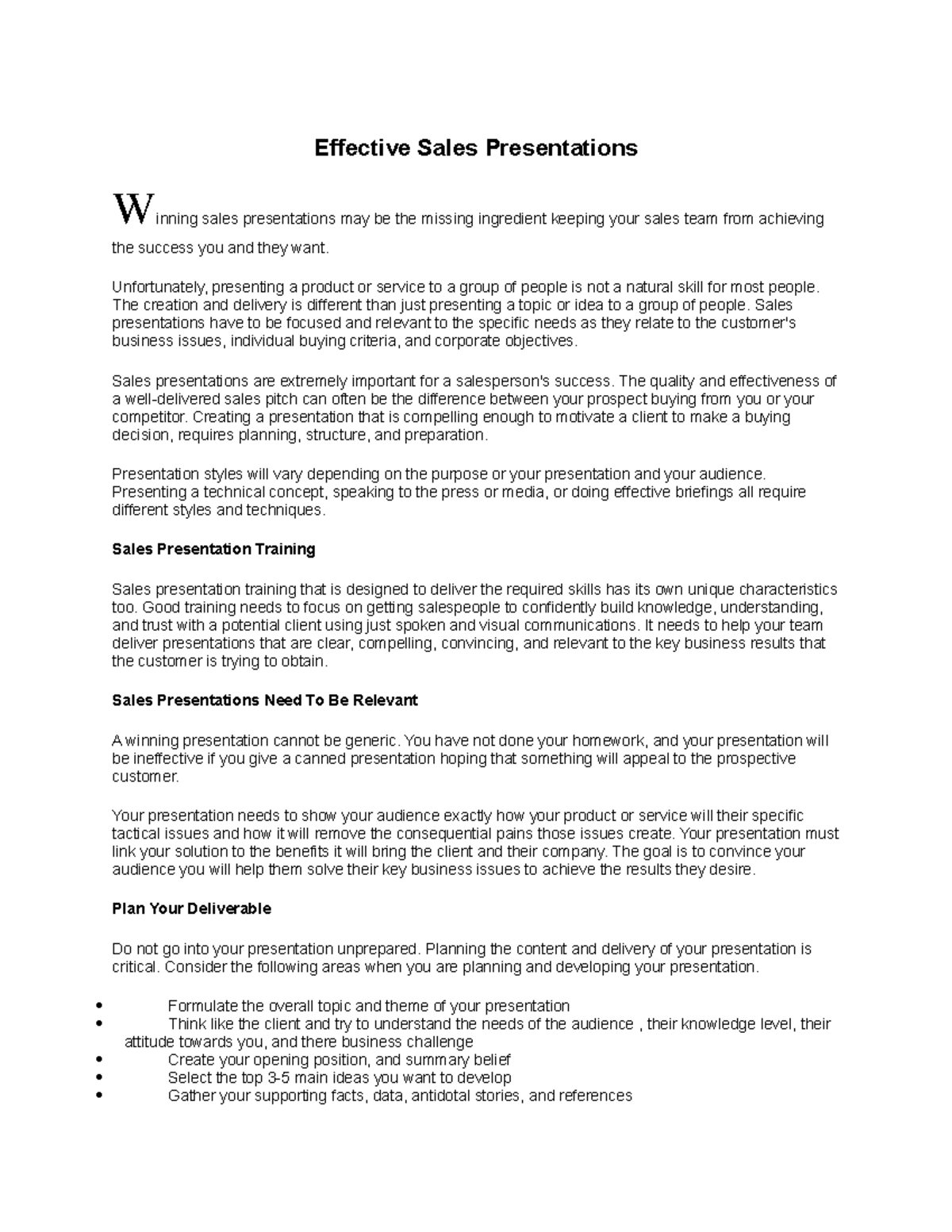 Effective Sales Presentations - Effective Sales Presentations Winning ...