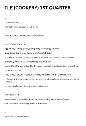 Cookery 9 - GRADES 1 to 12 DAILY LESSON LOG School: Grade Level: 10 ...