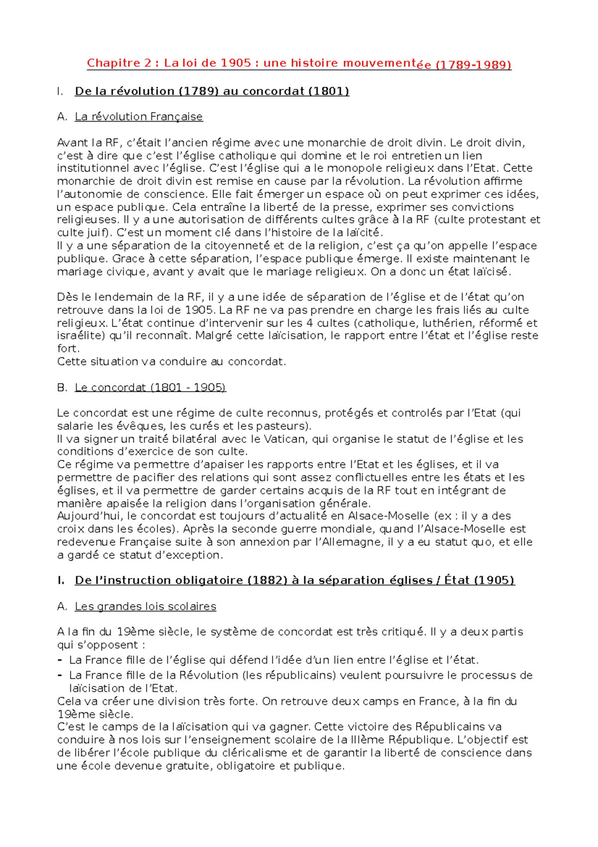 Politiques et institutions éducatives - Chapitre 2 : La loi de 1905 - Chapitre 2 : La loi de ...