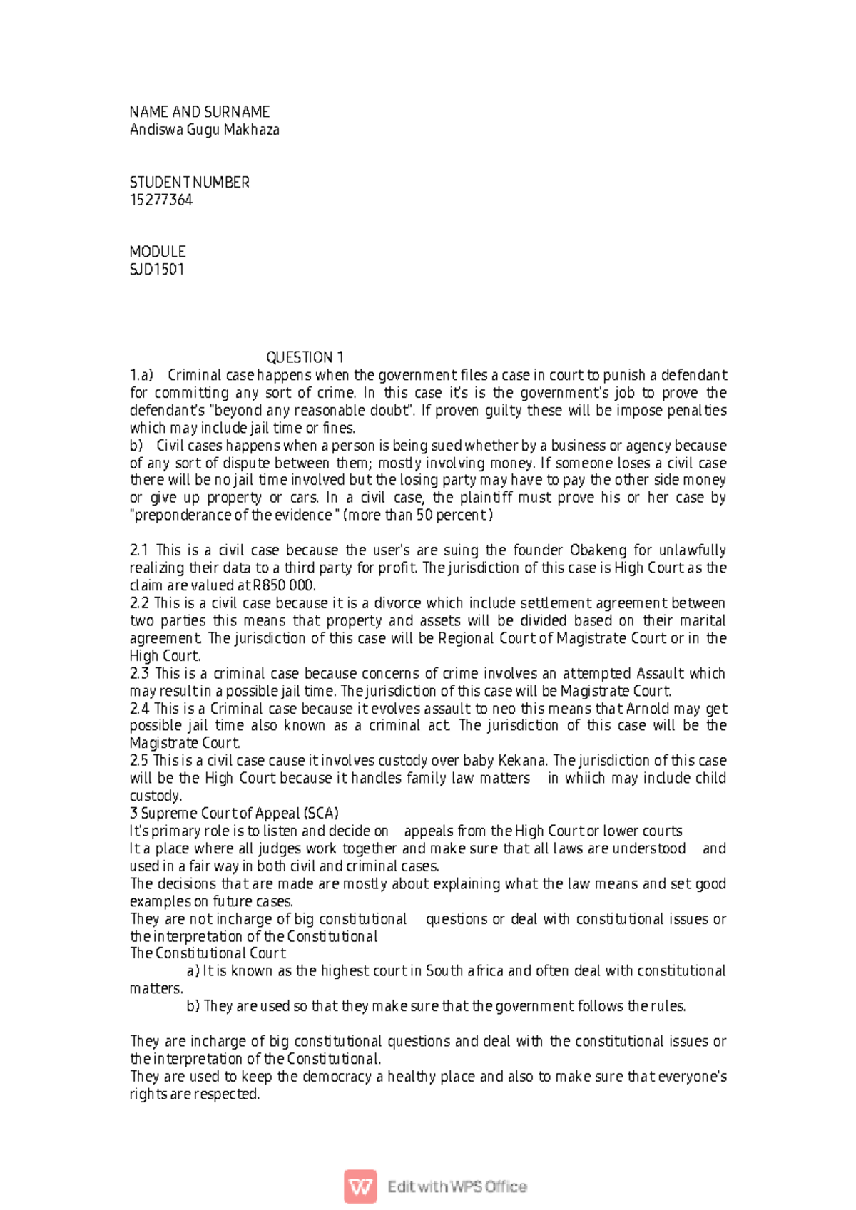 SJD ASS3 - Assignment 3 - NNAAMMEE AANNDD SSUURRNNAAMMEE AAnnddiisswwaa ...