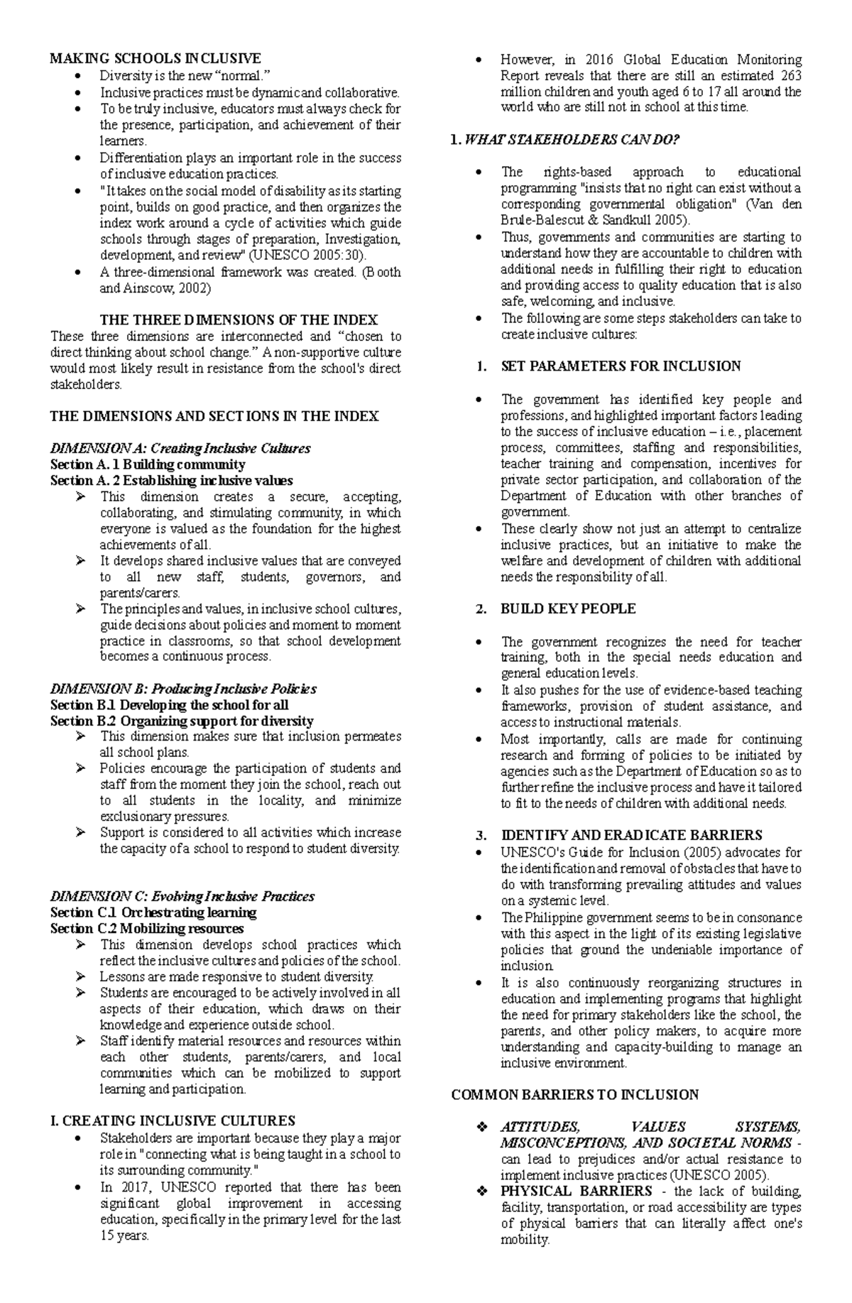 Making- Schools- Inclusive - MAKING SCHOOLS INCLUSIVE Diversity is the ...