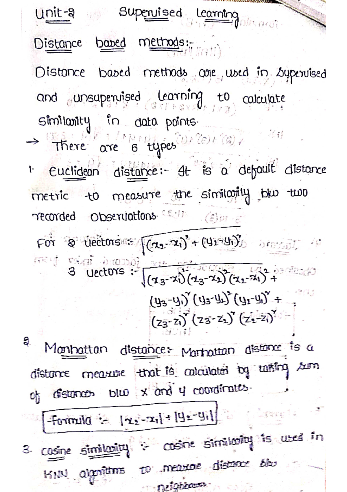 ML UNIT-2 - All the best - Supervised learning Distance based Distance based methods are used in ...