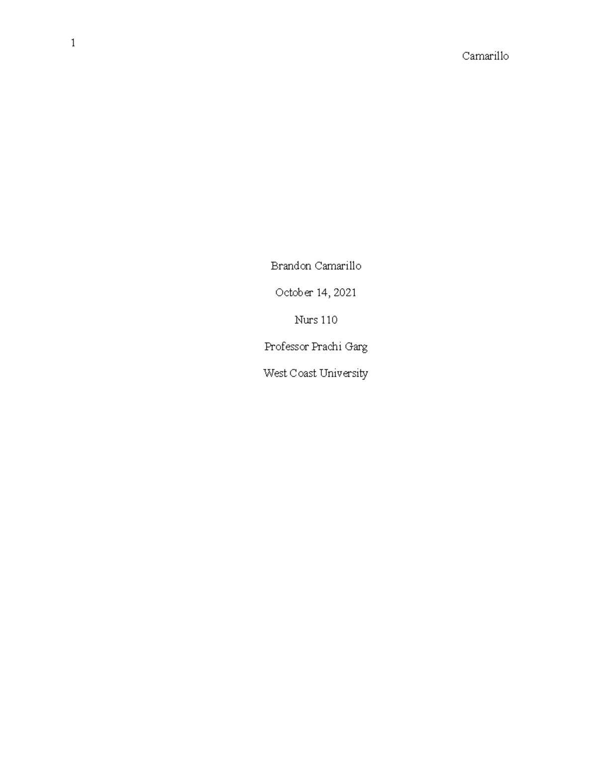 Case study - biology prept - Camarillo Brandon Camarillo October 14 ...