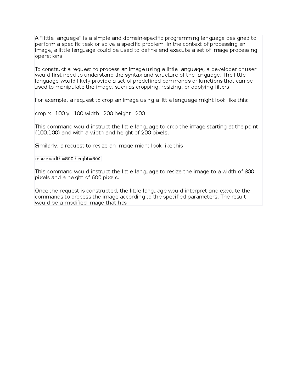 Ll - assignment - A "little language" is a simple and domain-specific ...