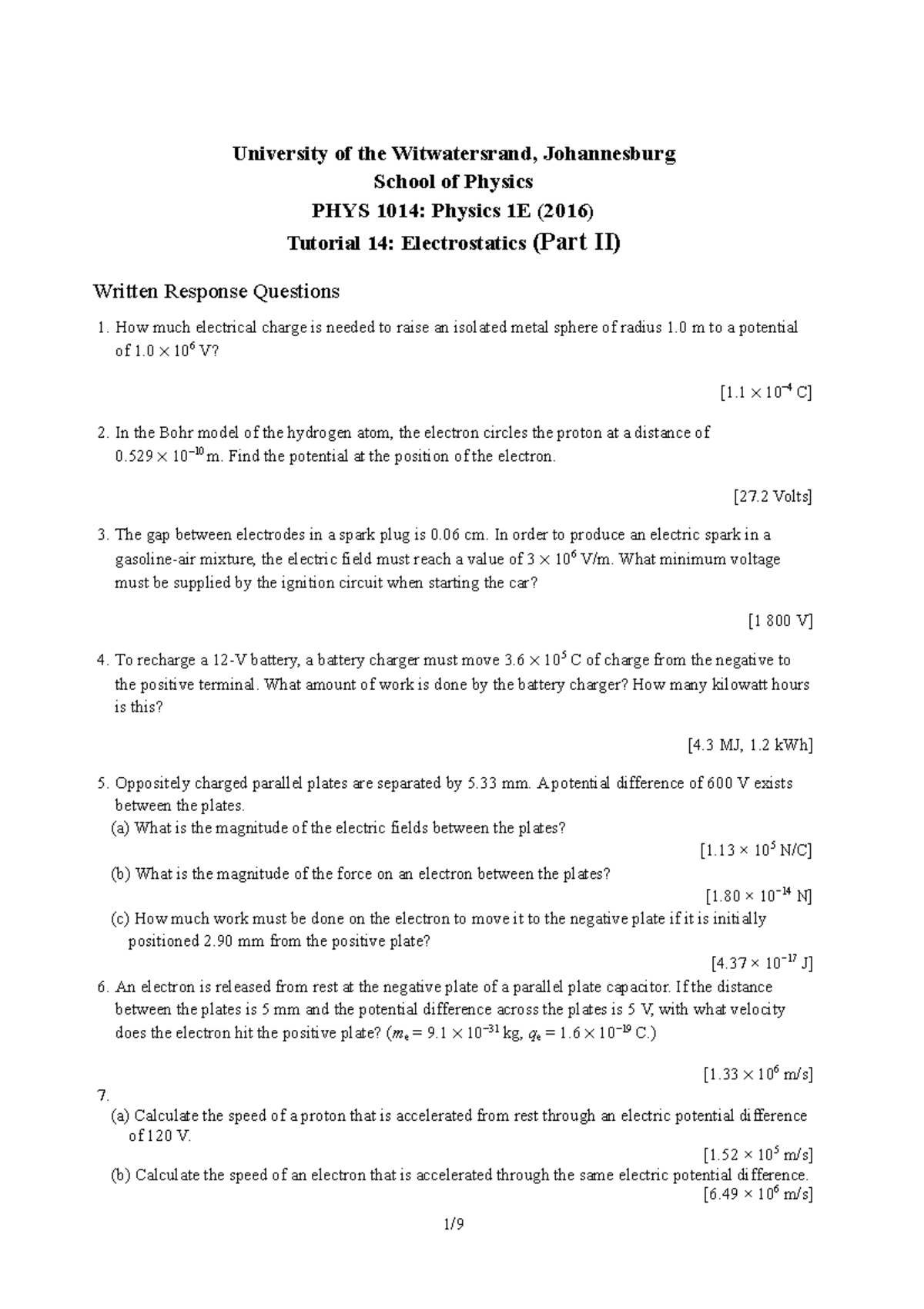 Tutorial+14+2016 +solutions - University of the Witwatersrand ...