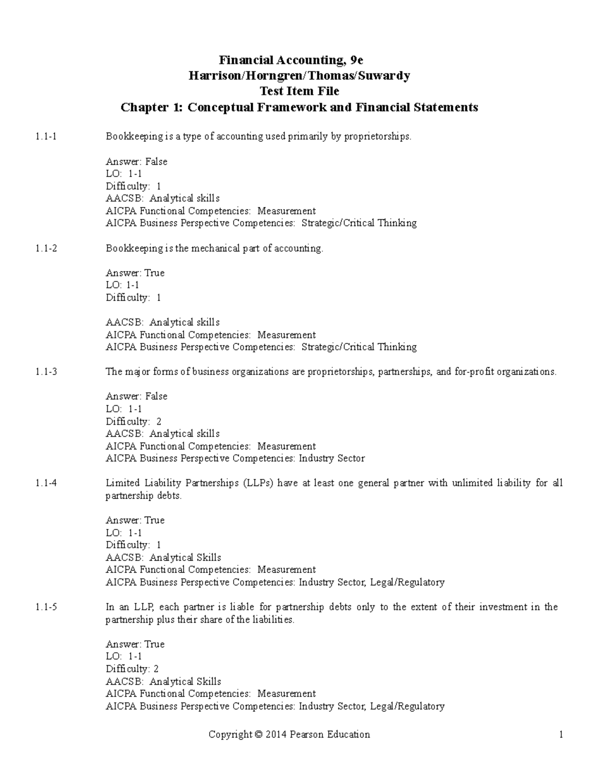 Sample-Test Bank Financial Accouting 9th 9E Walter Harrison - Financial ...