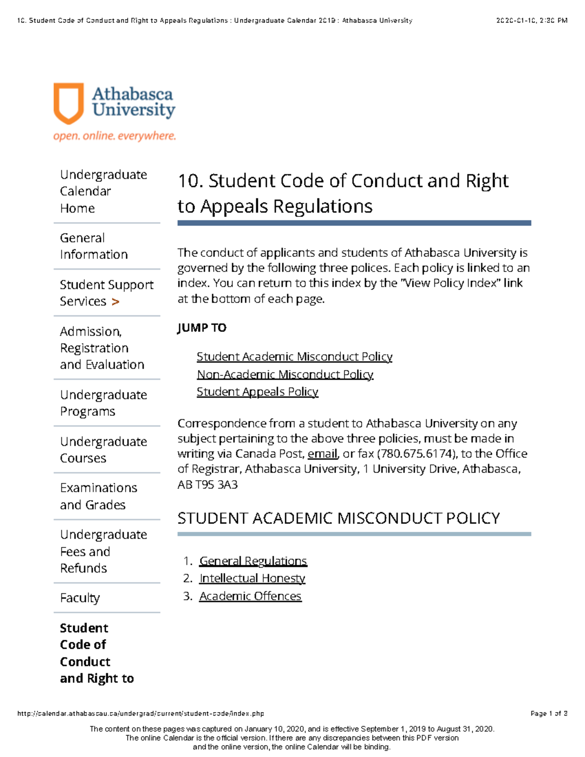 2020-Jan-8-Student Code - Student Code of Conduct and Right to Appeals ...