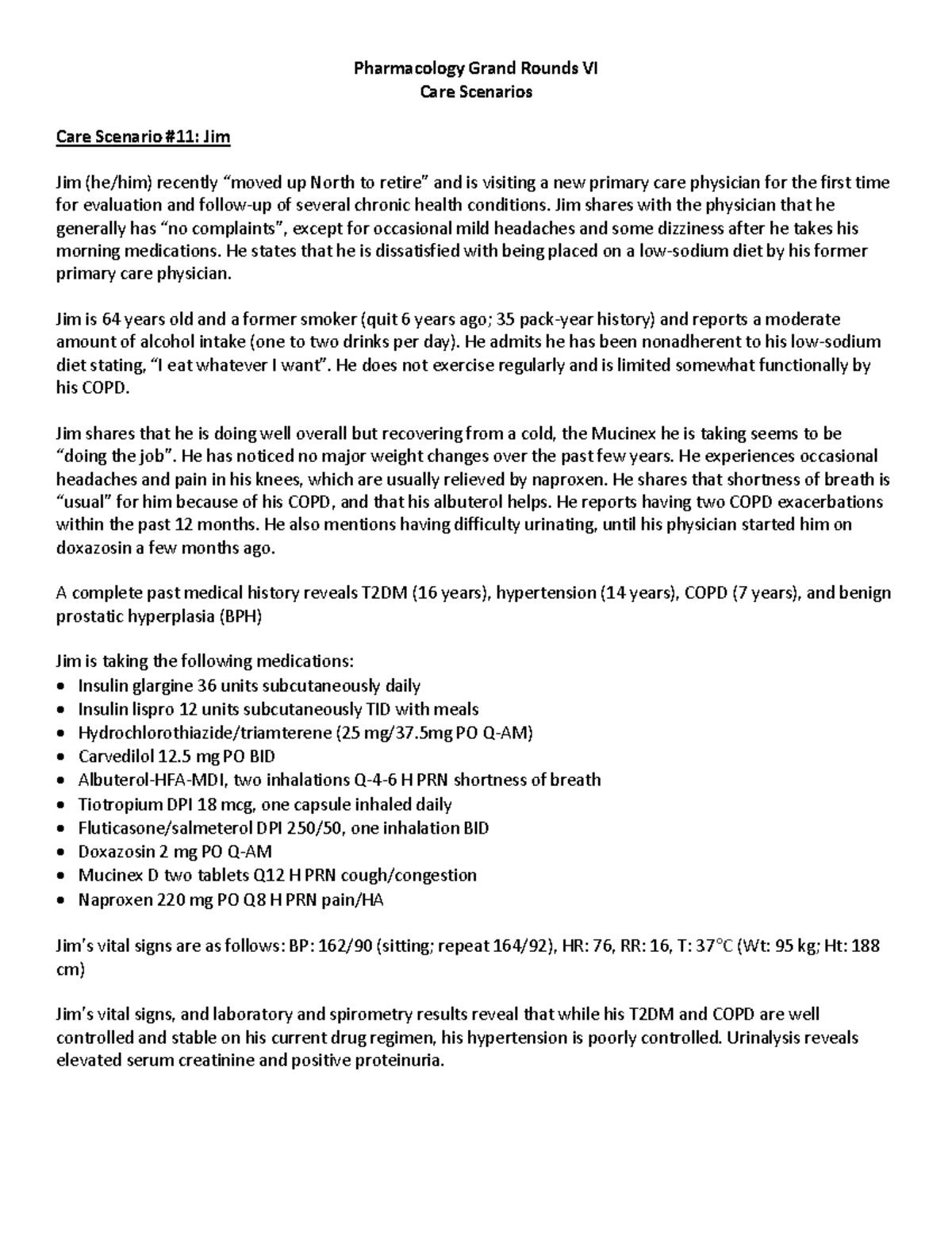 Pharmacology Grand Rounds VI - Care Scenarios - Pharmacology Grand ...