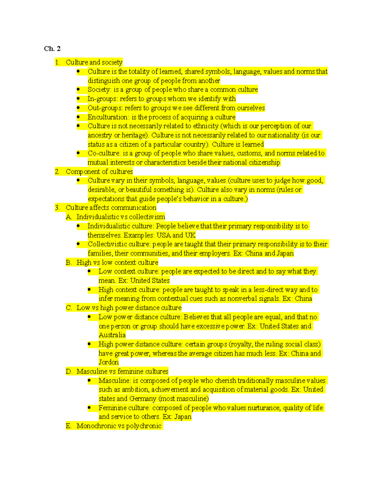 communication-final-study-guide-ch-2-culture-and-society-culture-is