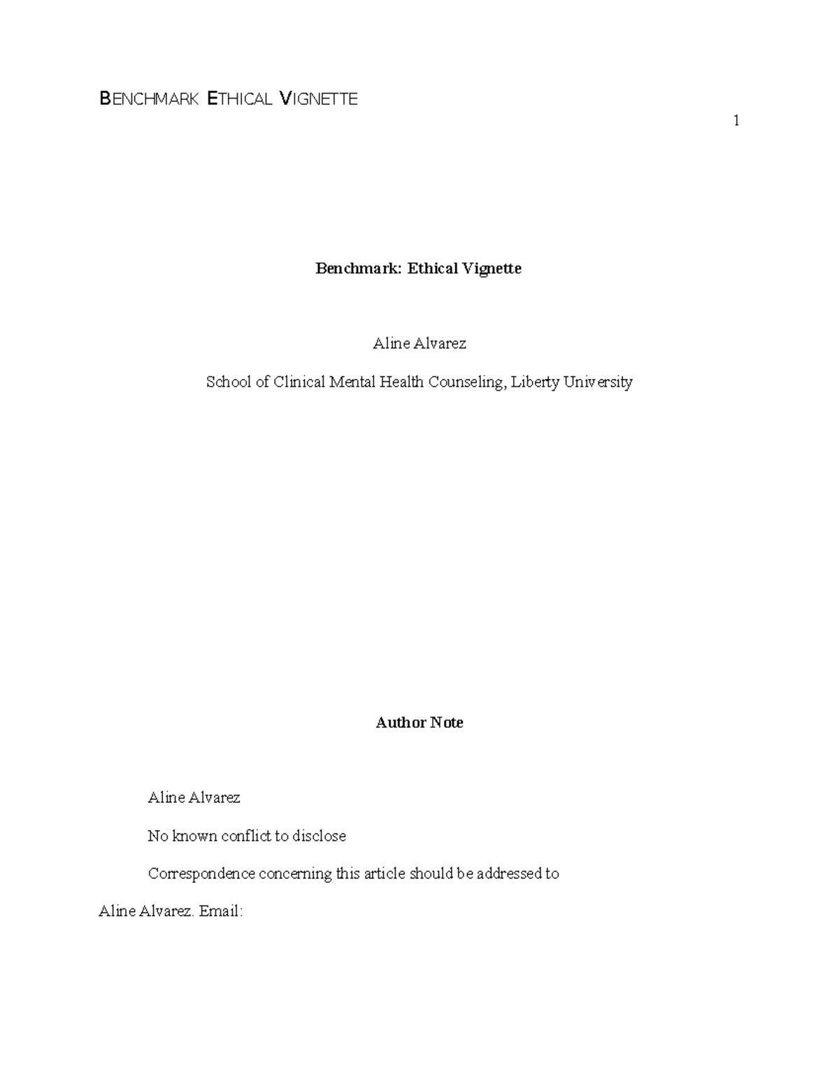 Benchmark Ethical Vignette - 1 Benchmark: Ethical Vignette Aline ...