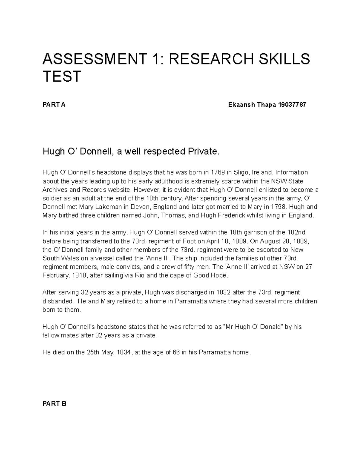 Assessment 1 Research Skills TEST - ASSESSMENT 1: RESEARCH SKILLS TEST ...