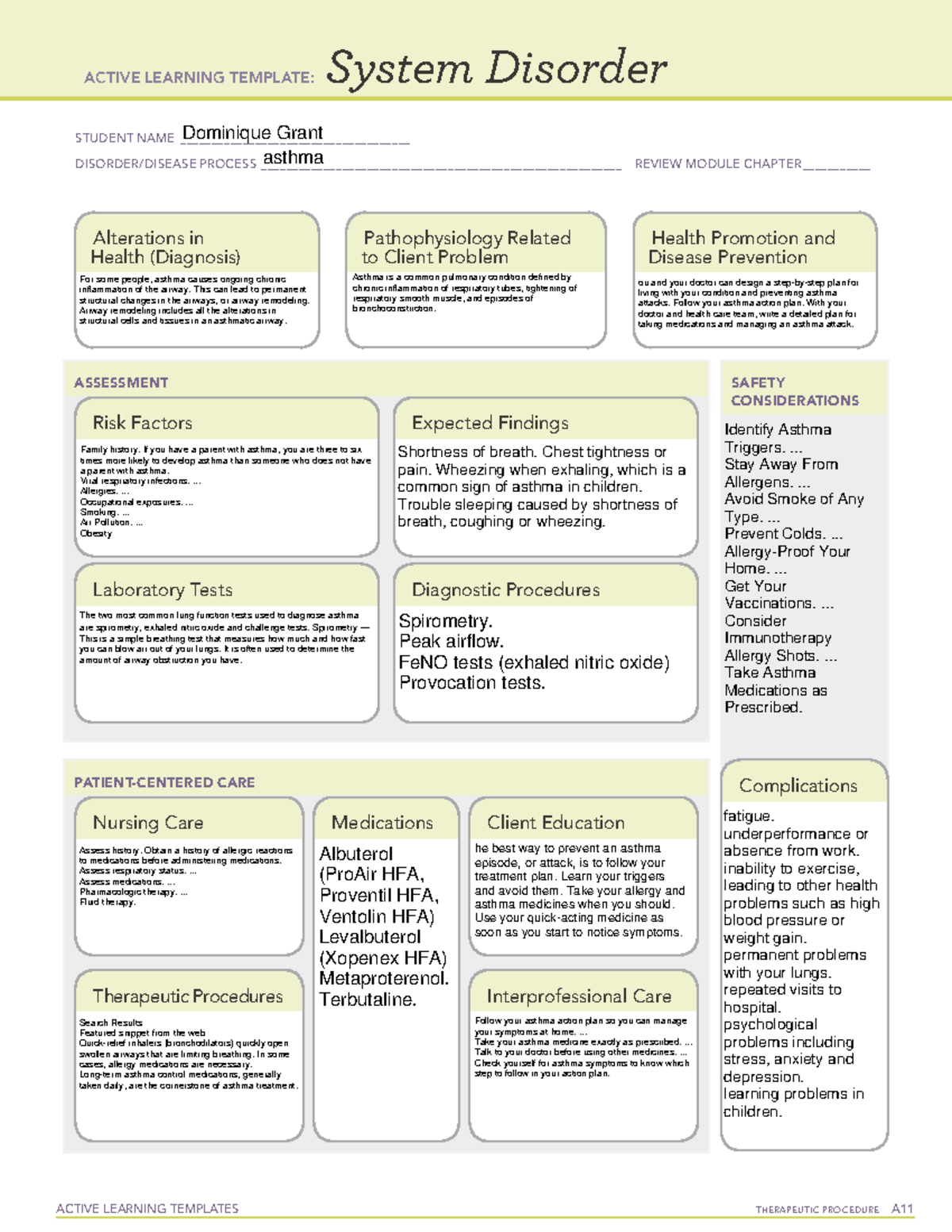 Asthma - ... - ACTIVE LEARNING TEMPLATES TherapeuTic procedure A System ...