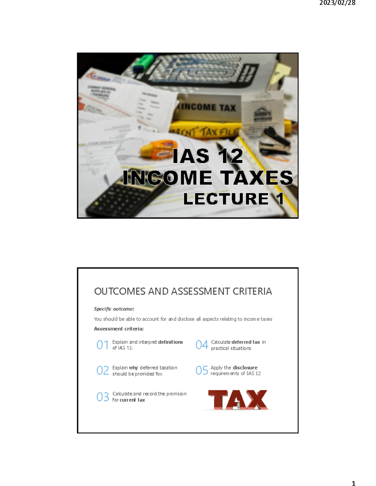 Income Tax - Lecture 1 - Apply the disclosure 05 requirements of IAS 12 ...