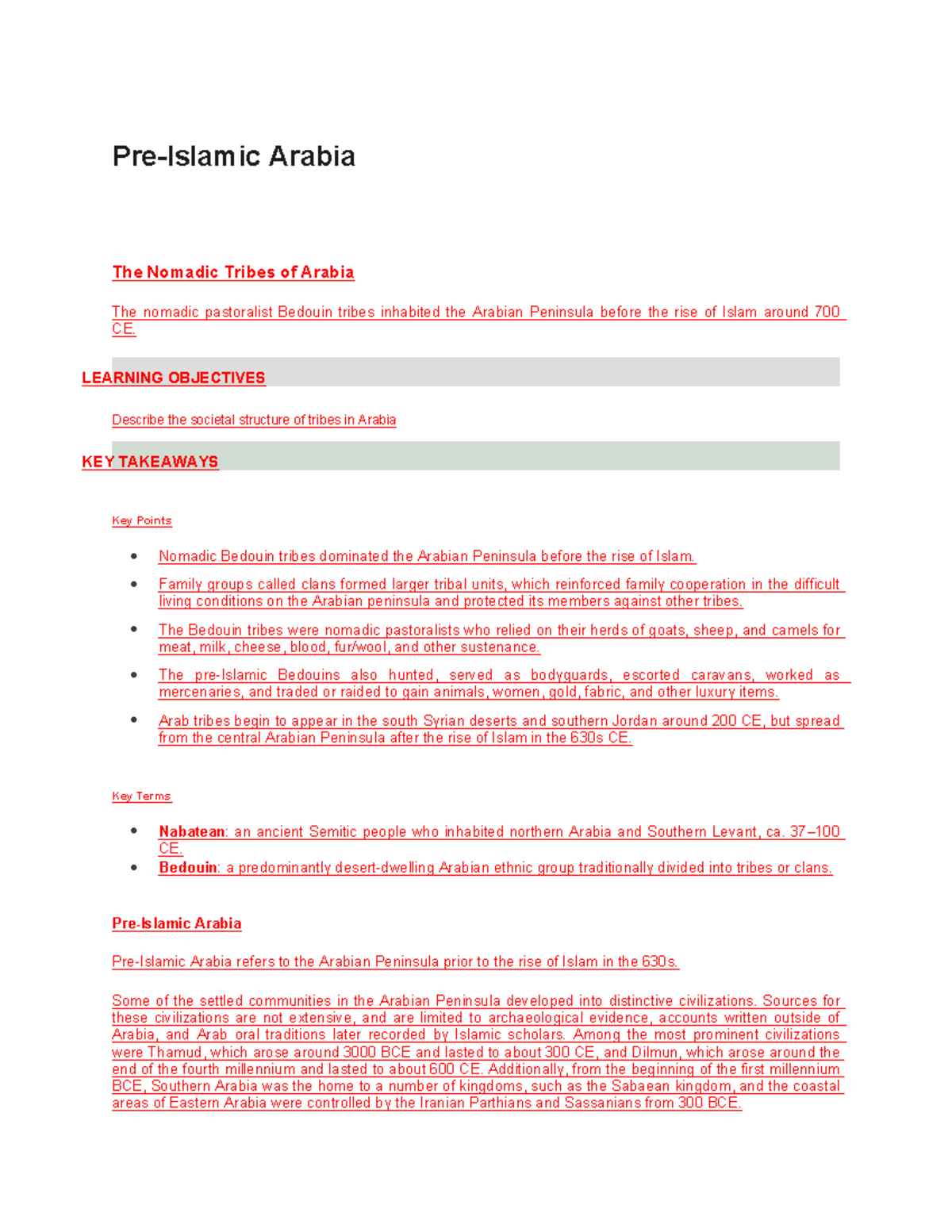 Pre-Islamic Arabia - Pre-Islamic Arabia The Nomadic Tribes of Arabia ...