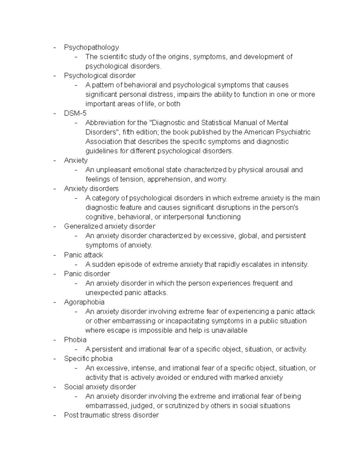 Psych 401-Chapter 13- Psychological disorders - Psychopathology The ...