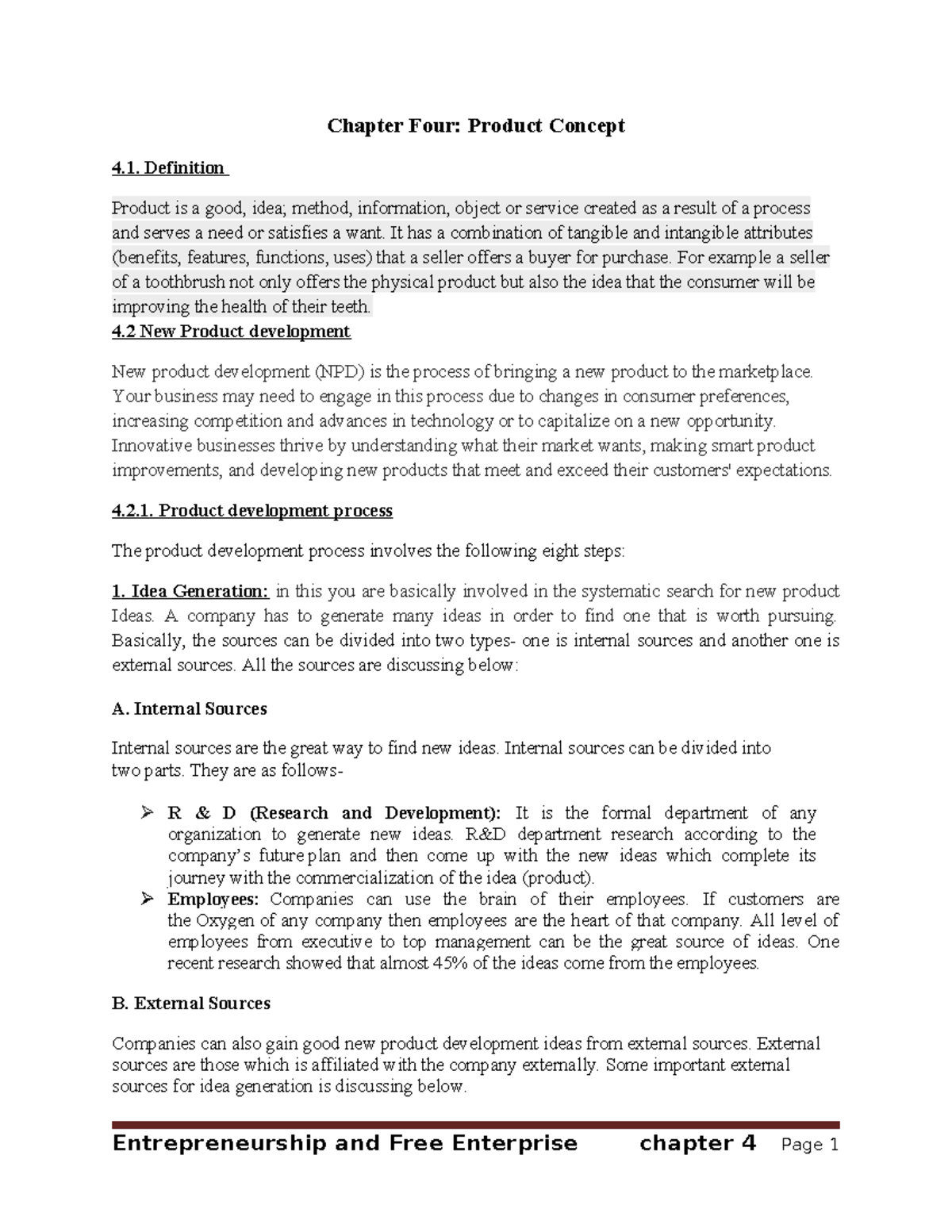 Chapter four-product concept - Chapter Four: Product Concept 4 ...