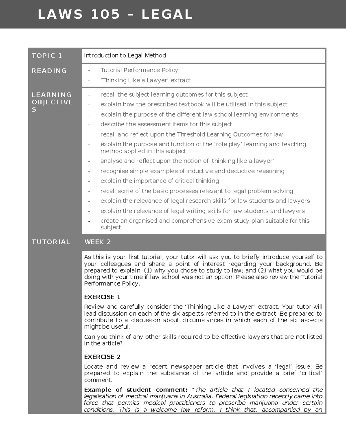 Legal Foundations A - Topic 1 - Introduction to Legal Method 202.docx ...