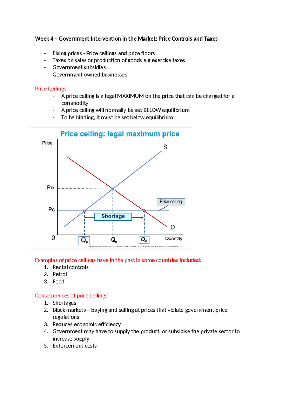 Week 4 - Week 4 content - government intervention in the market: price ...