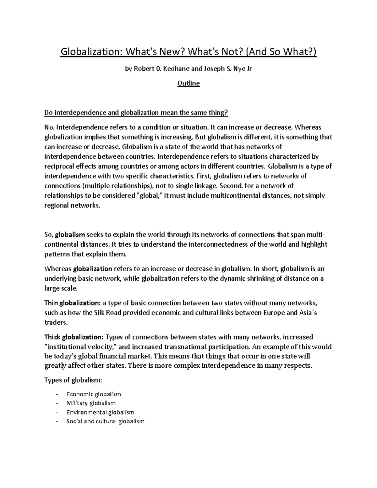 Poli outline of Globalization - Globalization: What's New? What's Not ...