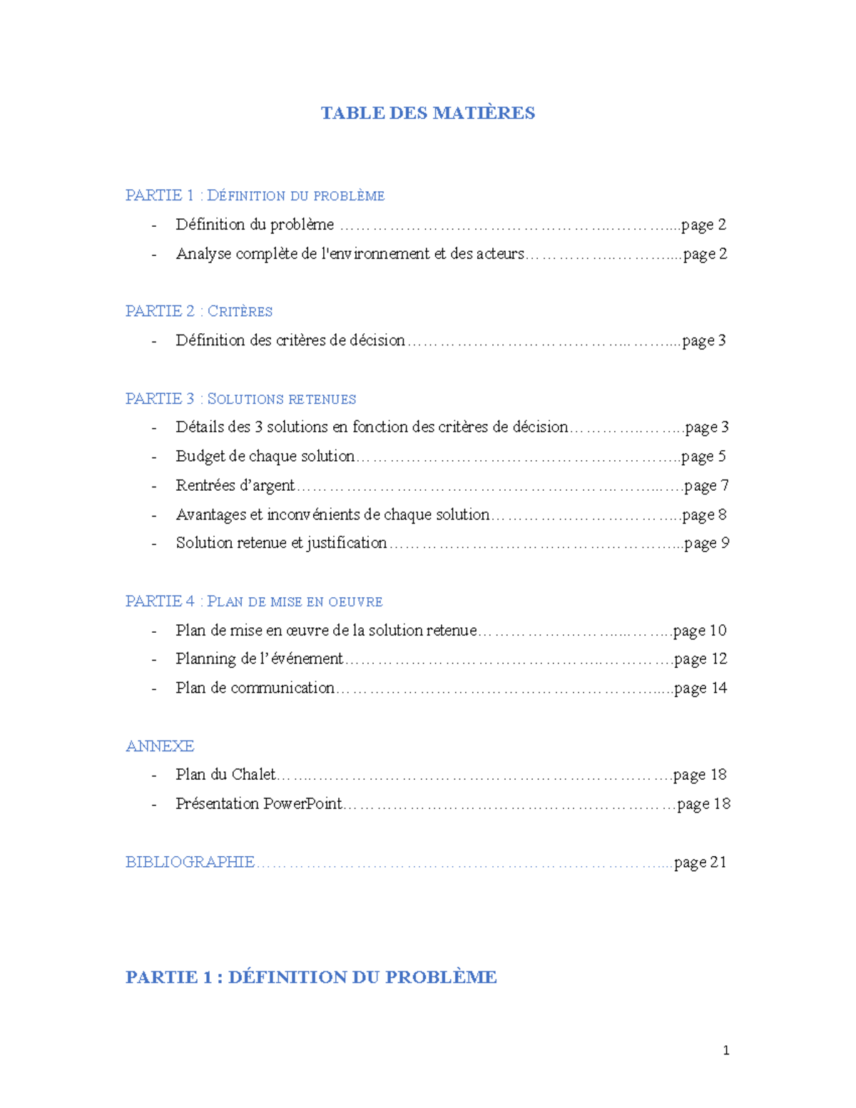 Etude de cas 100 ans hec - TABLE DES MATIÈRES PARTIE 1 : DÉFINITION DU ...