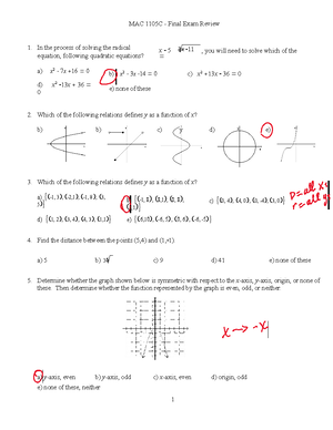 MAC1105 Practice Final Exam - Student: jaan i 2 Date: OZ f 1G 4 (O77 ...