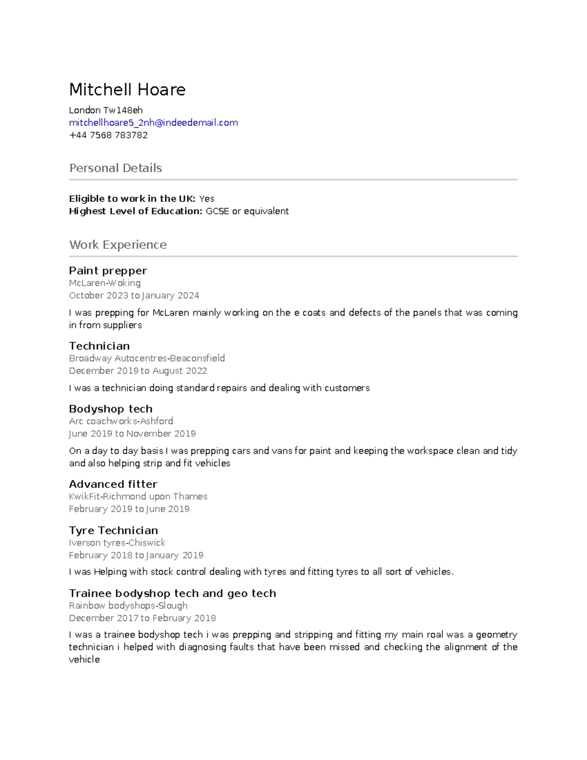 CVMitchell Hoare - Fin - Mitchell Hoare London Tw148eh mitchellhoare5 ...