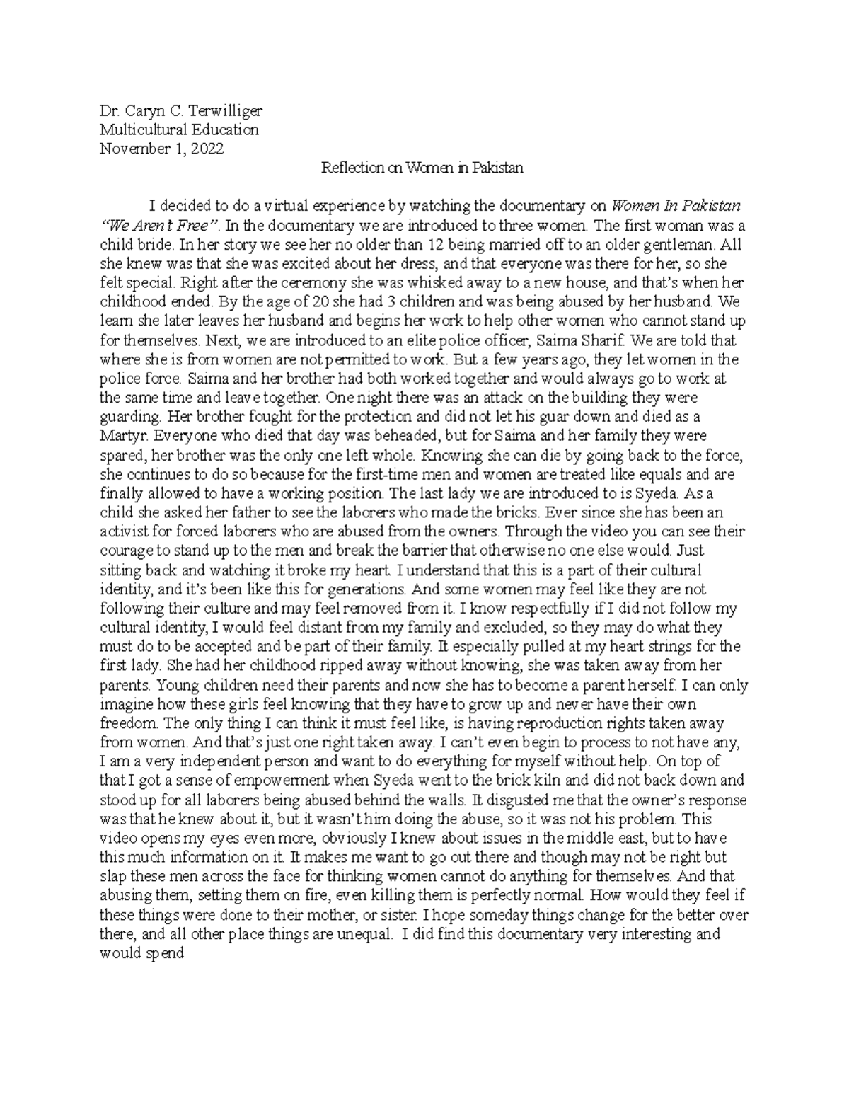 Cultural Experience - Dr. Caryn C. Terwilliger Multicultural Education ...