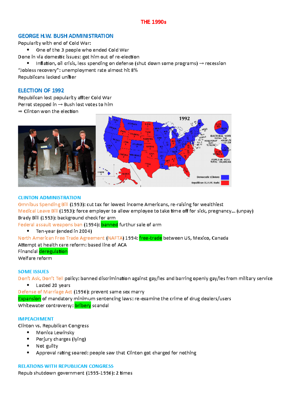 Hist 27-1990s - Lecture notes 15 - THE 1990s GEORGE H. BUSH ...