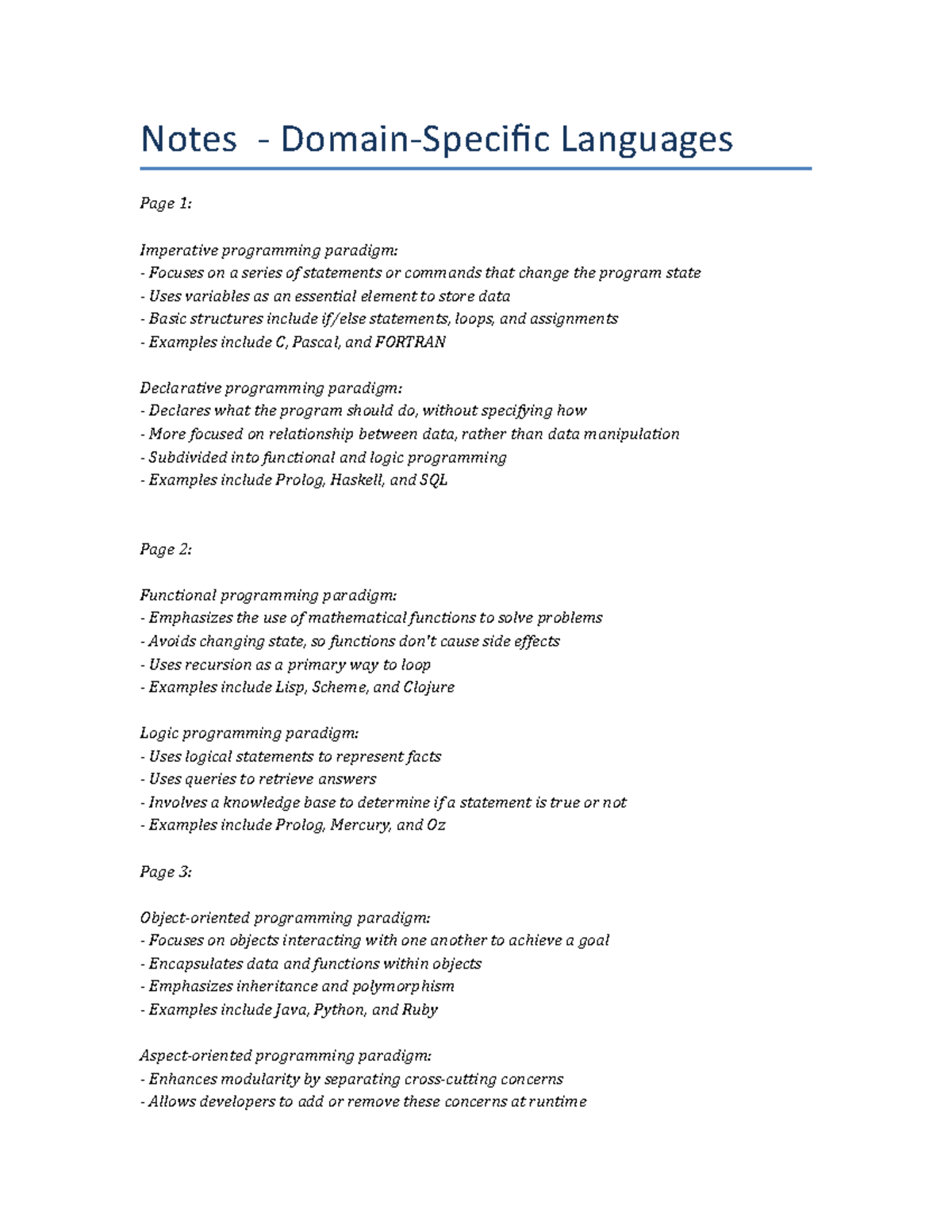 Lecture notes - Domain-Specific Languages - Notes - Domain-Specific ...