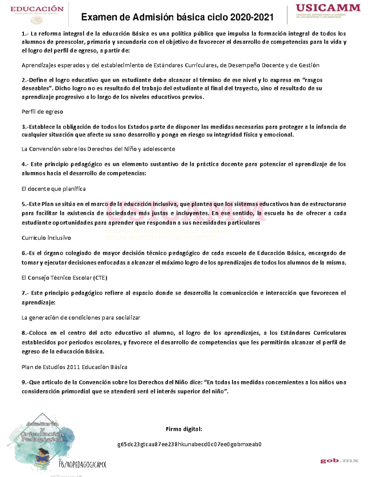 GUÍA PARA EL Examen Usicamm - Firma digital: 1.- La reforma integral de ...