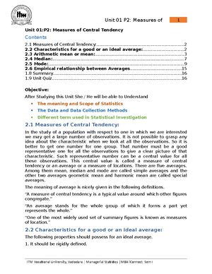 Unit 02 Measures of Central Tendency - Unit 01 :P 2 : Measures of ...